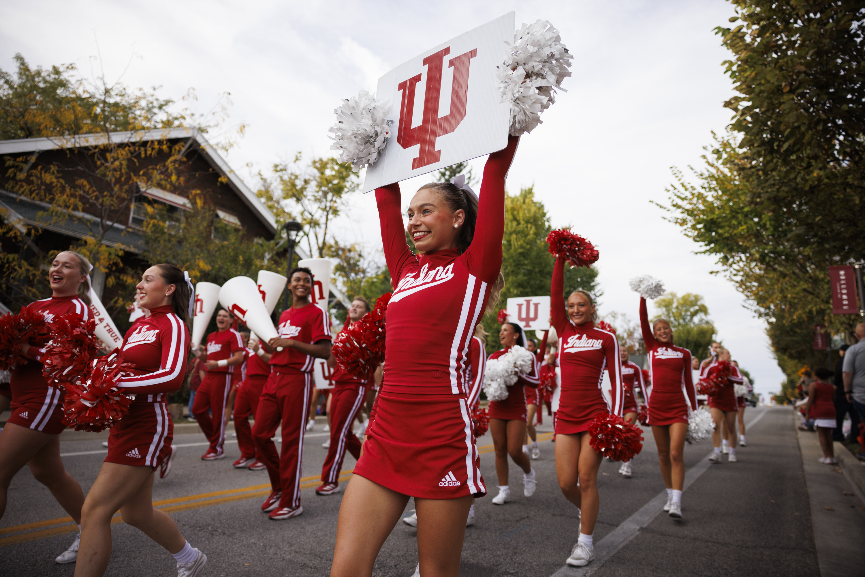Indiana University cheerleaders pump up the crowd during Indiana ...
