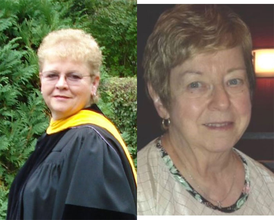 Split image shows a woman in two different settings. On the left, she ...