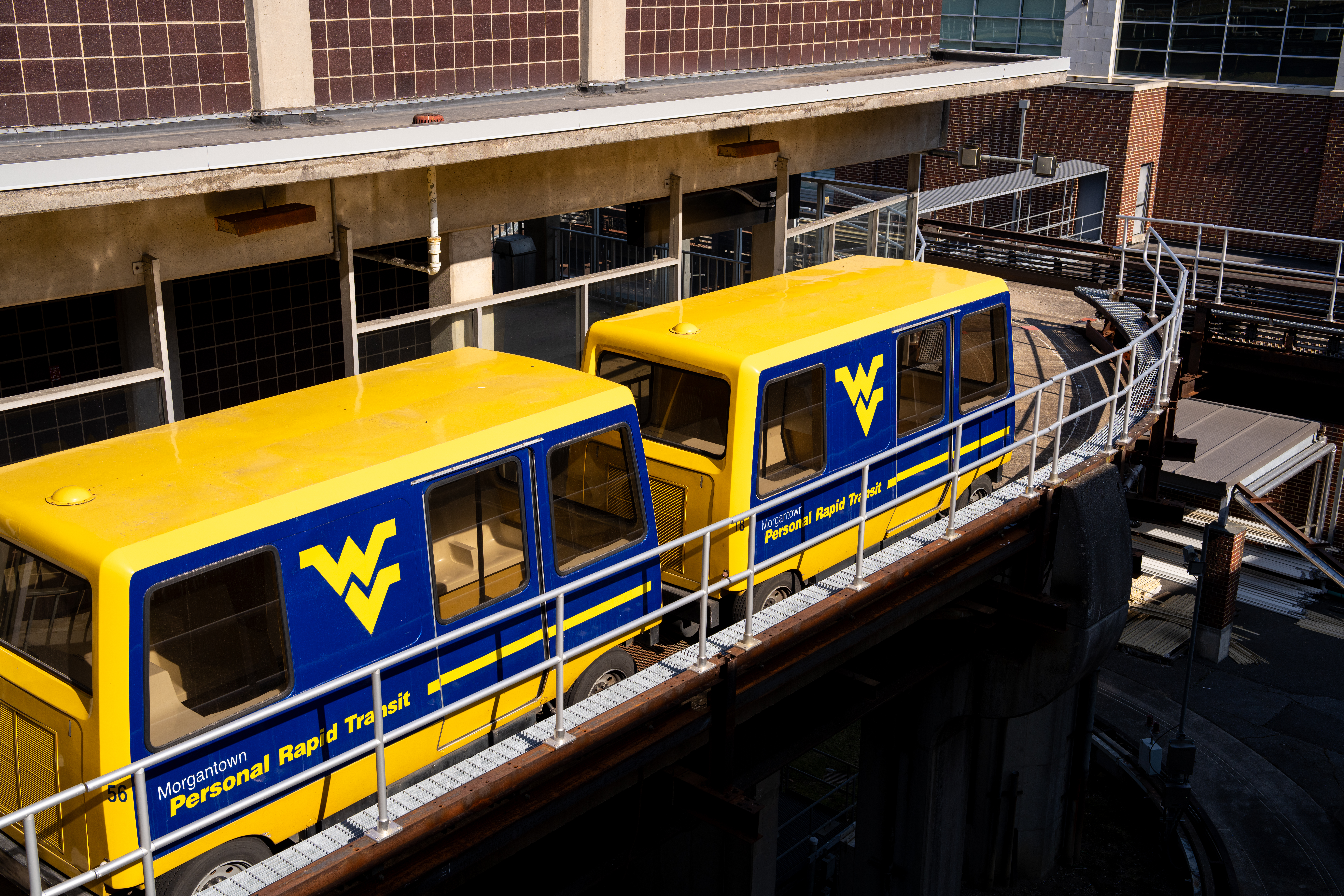 PRT carts lined up and ready to go.