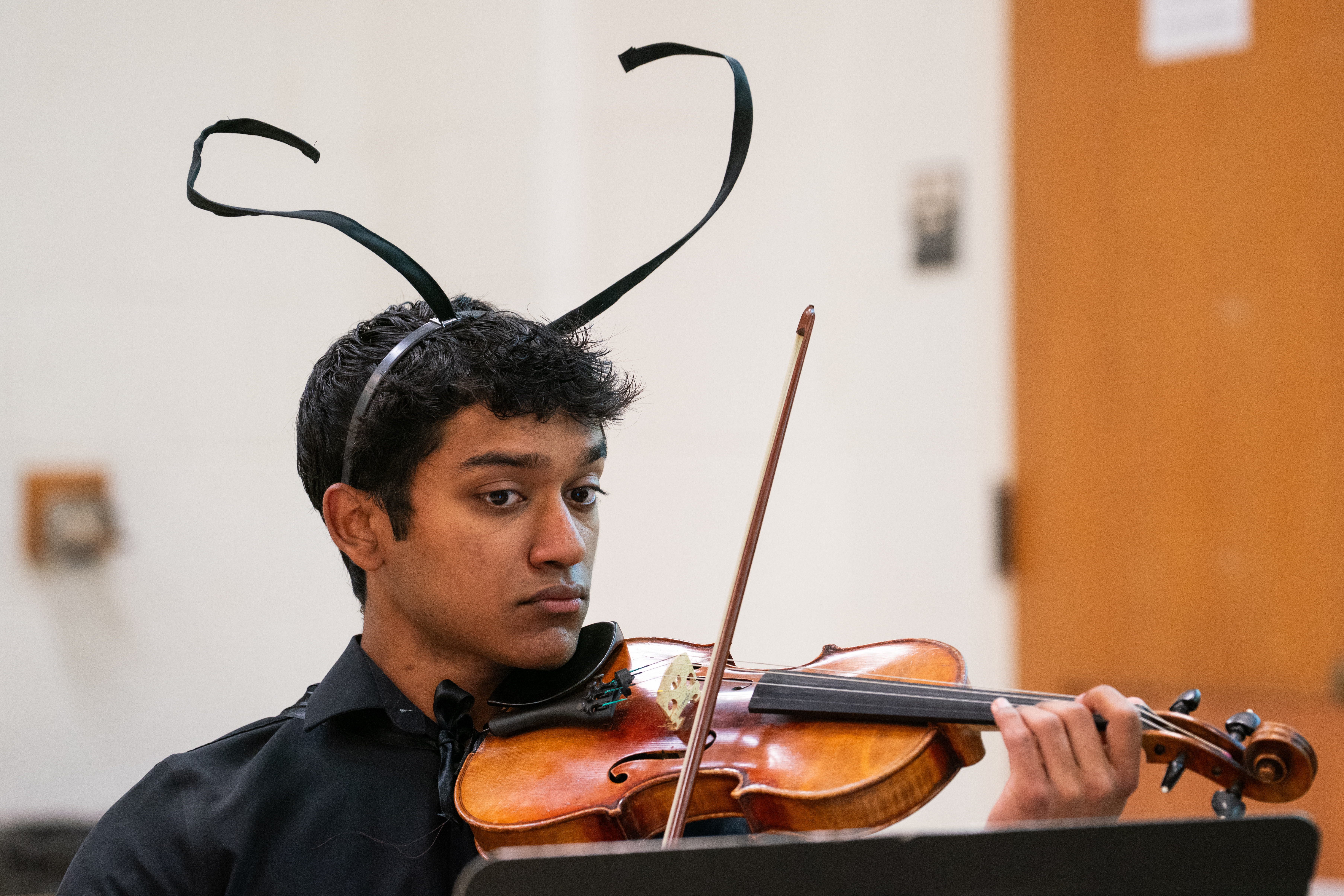 Rohan Eapen member of the Sandra Yover Haas String Quartet, playing a ...
