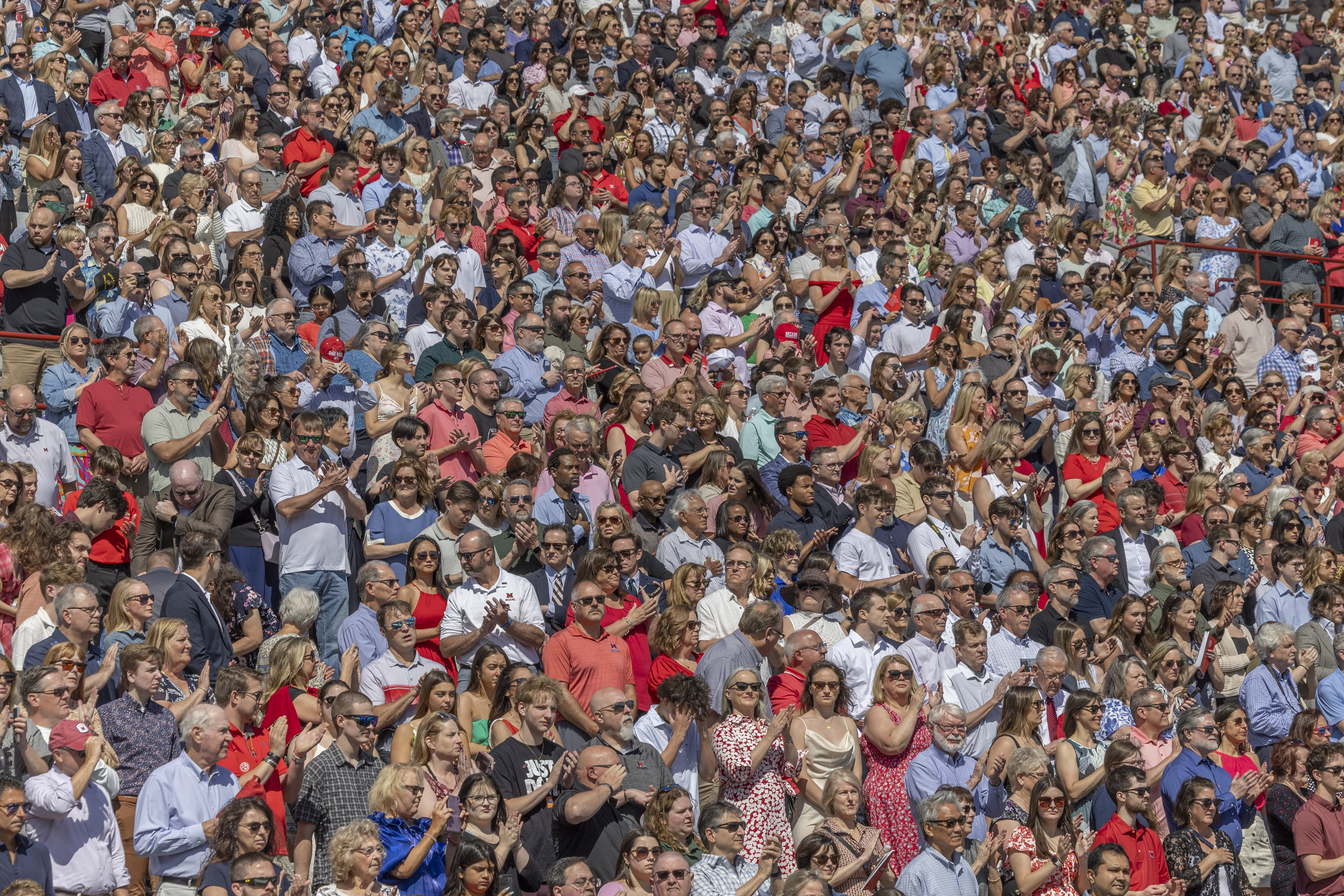 The crowd looks on at Yager Stadium during the 186th spring ...