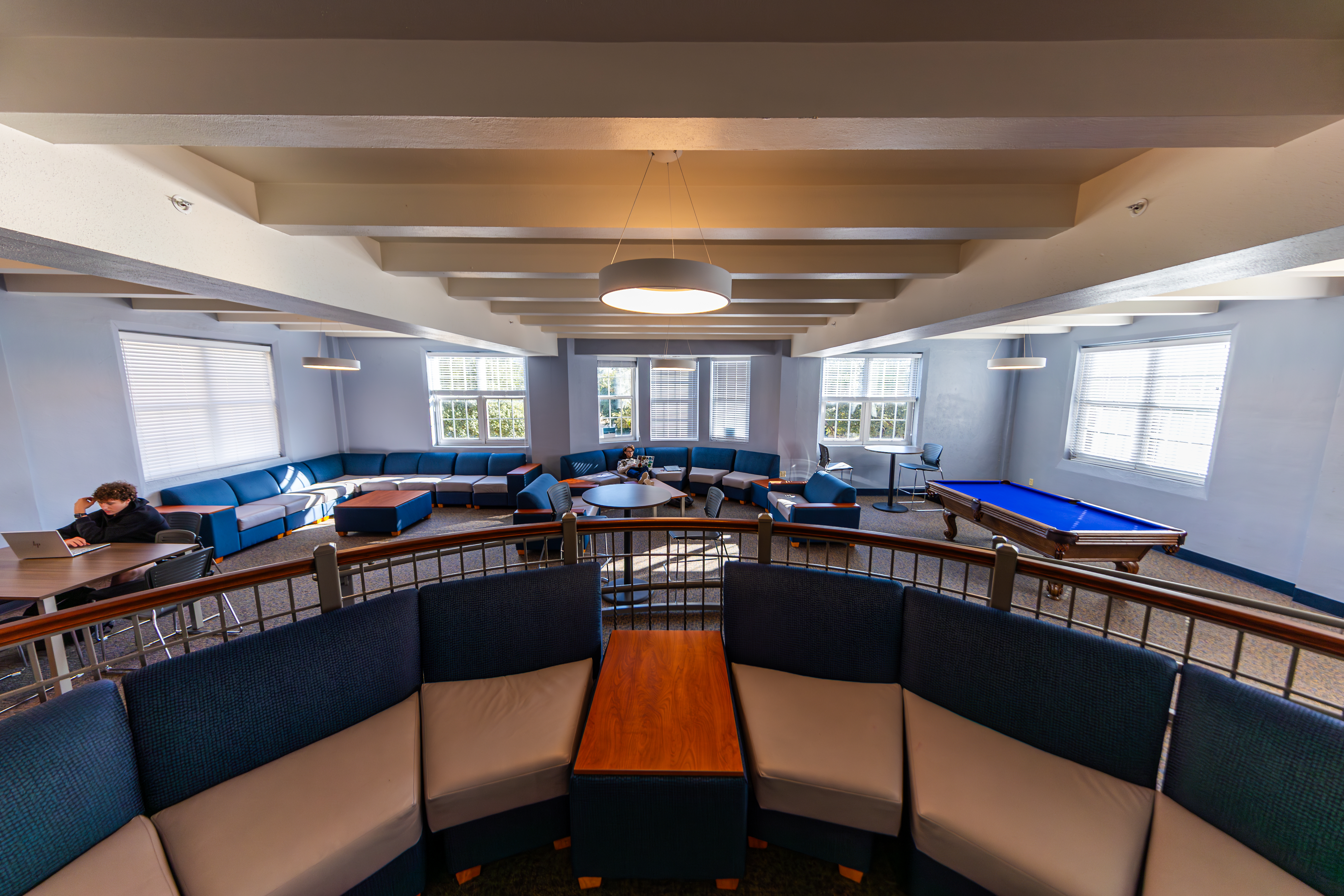Foster Hall’s lounge comes complete with a pool table for study breaks.