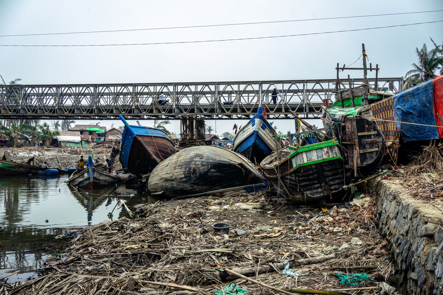 Fishing boats were wrecked as Cyclone Mocha made landfall in Sittwe ...
