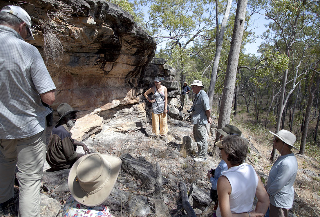 Olkola elder Jack Lowdown talking about the rock art at Kimba Plateau