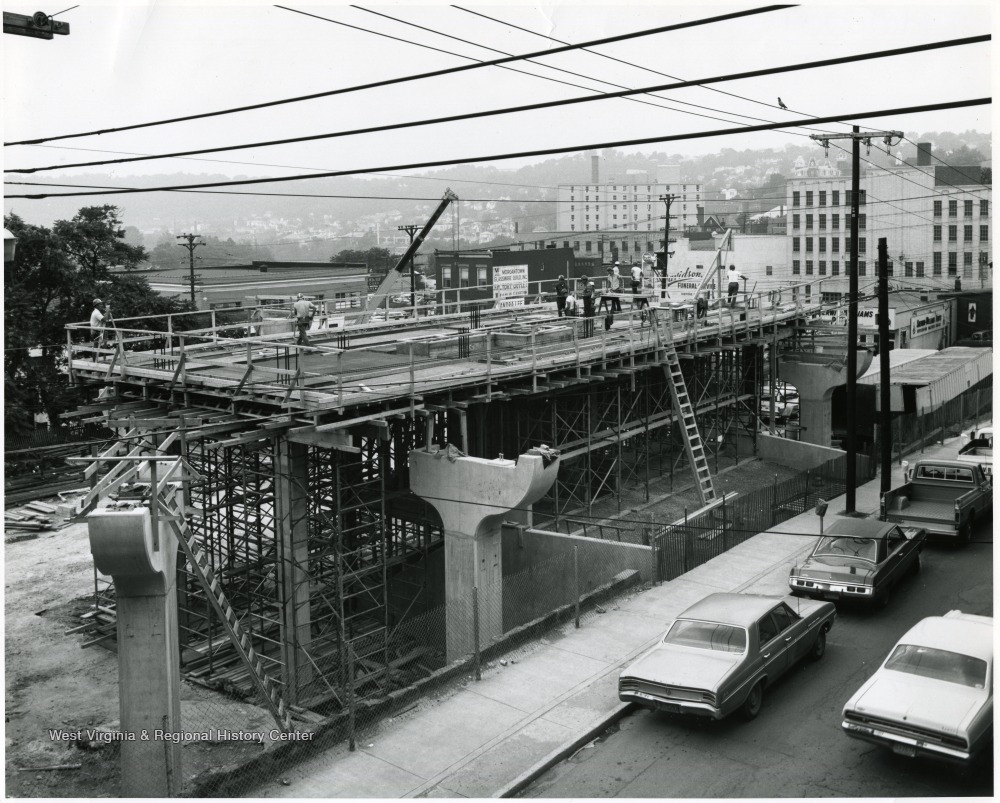 Construction underway for the Walnut Street PRT Station.