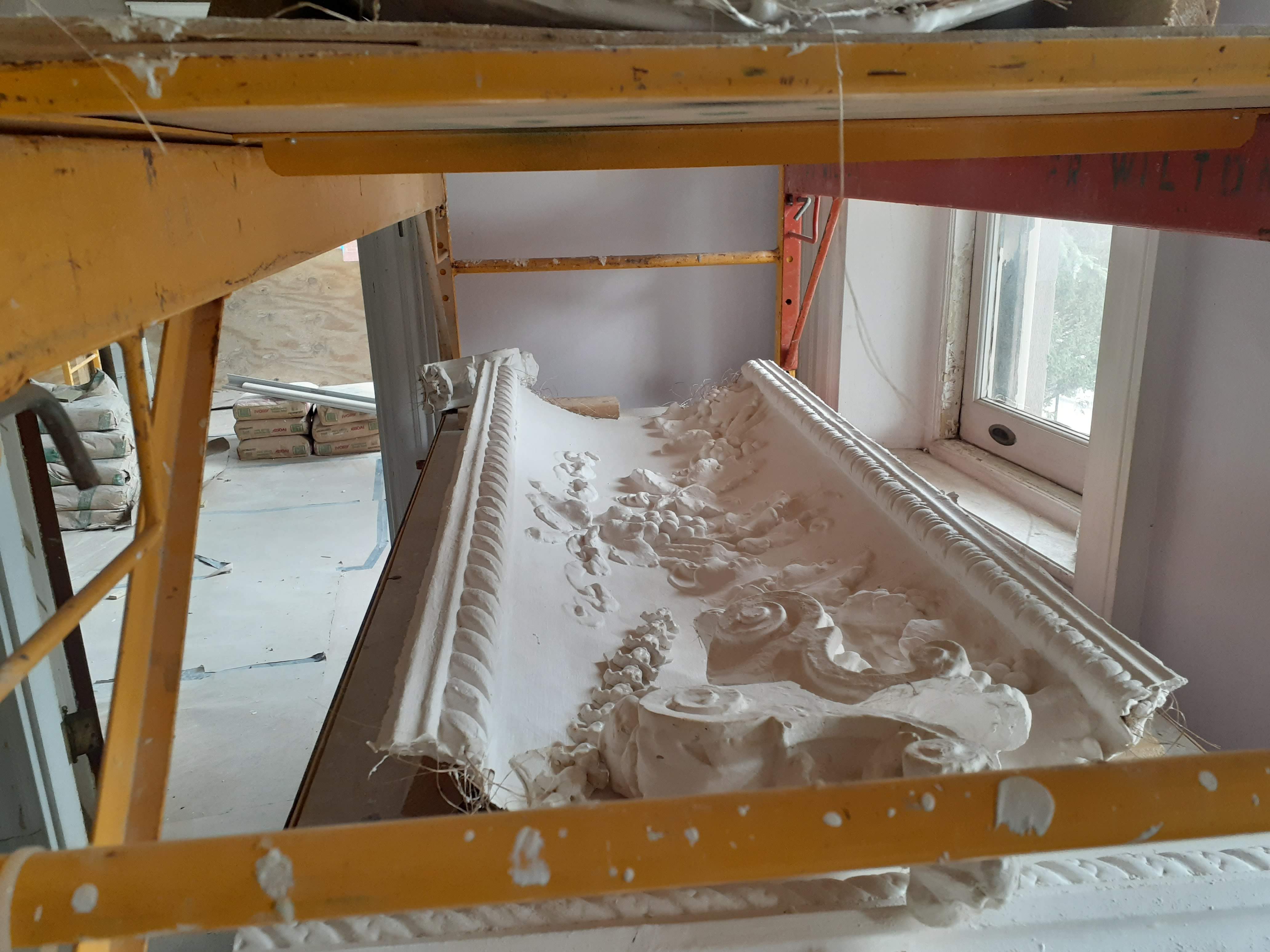 Plaster and stonework inside the Scott House