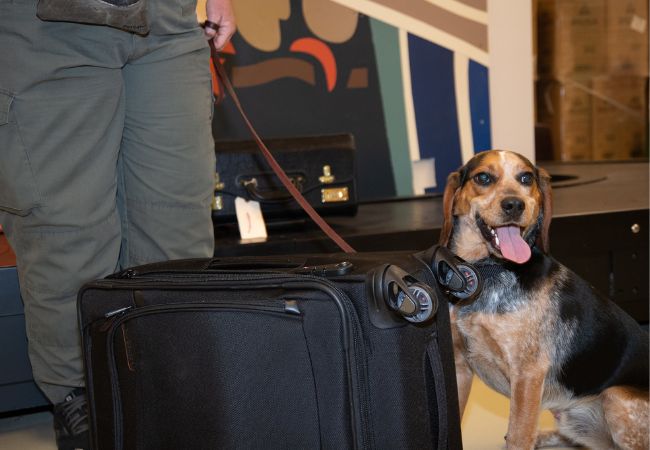 Specialist Monica Errico and Detector Dog Trainee Phillip demonstrating ...